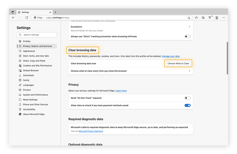 Come pulire la cache in Microsoft Edge